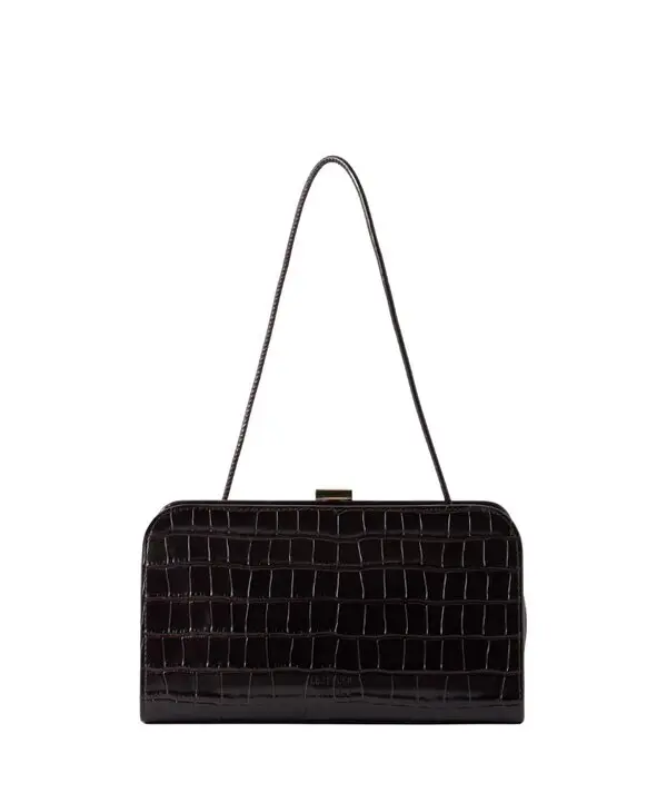 LOEFFLER RANDALL Zella Croc-effect Leather Clutch - Brown