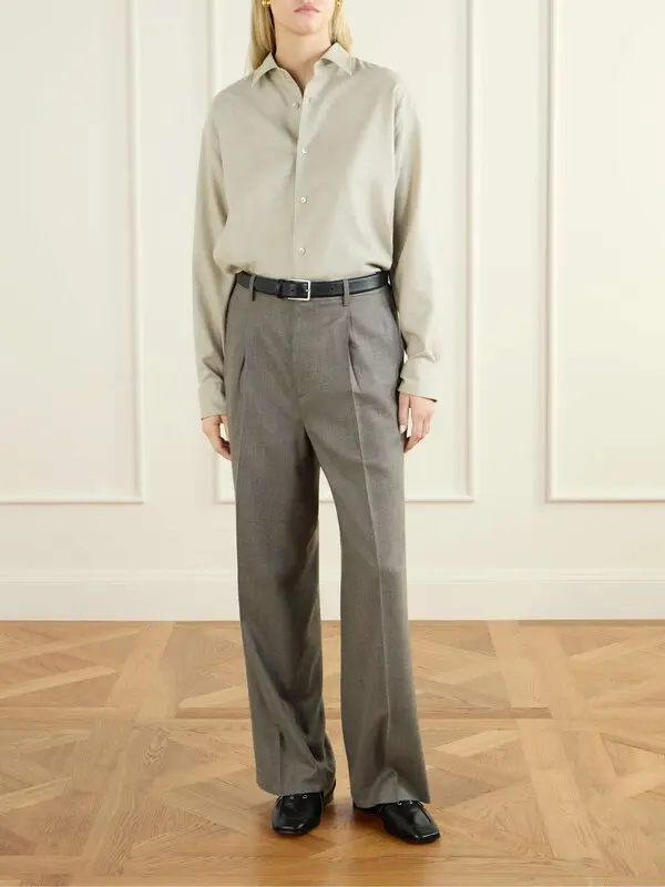 Auralee Pleated Wool Straight-leg Pants