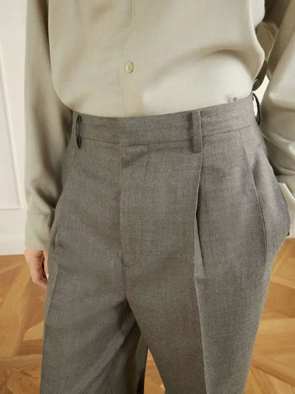 Auralee Pleated Wool Straight-leg Pants