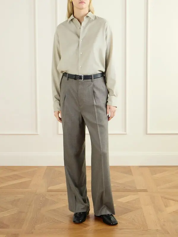 Auralee Pleated Wool Straight-leg Pants