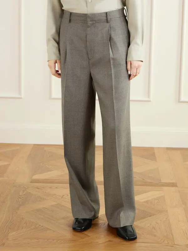 Auralee Pleated Wool Straight-leg Pants