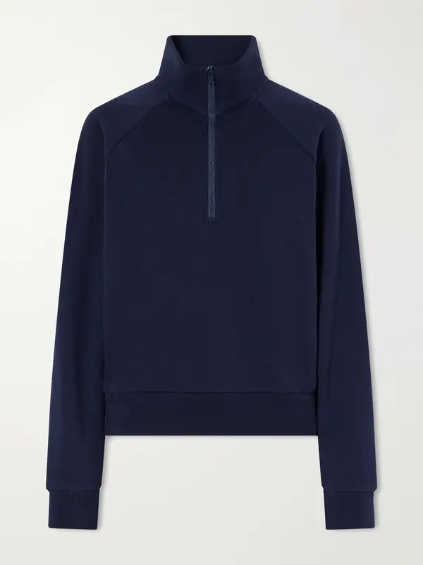 JAMIE HALLER Quarter Zip Cotton Sweatshirt