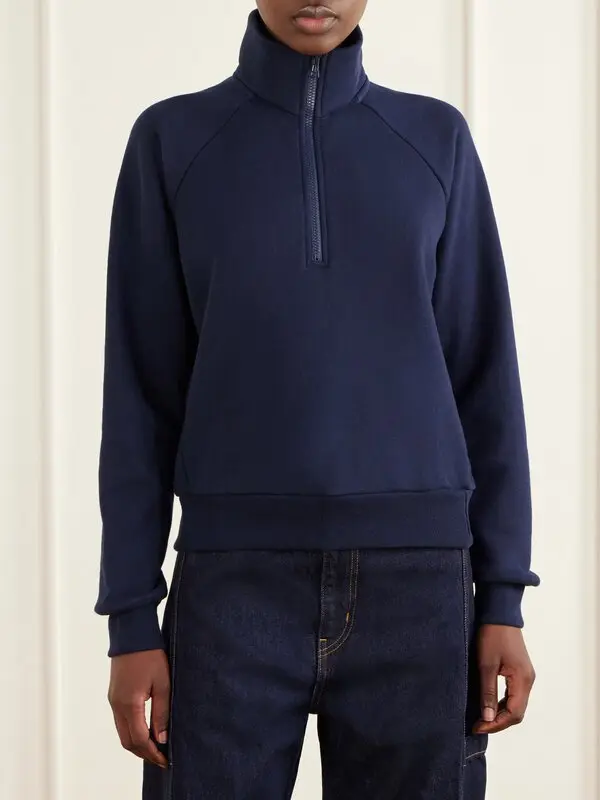 JAMIE HALLER Quarter Zip Cotton Sweatshirt
