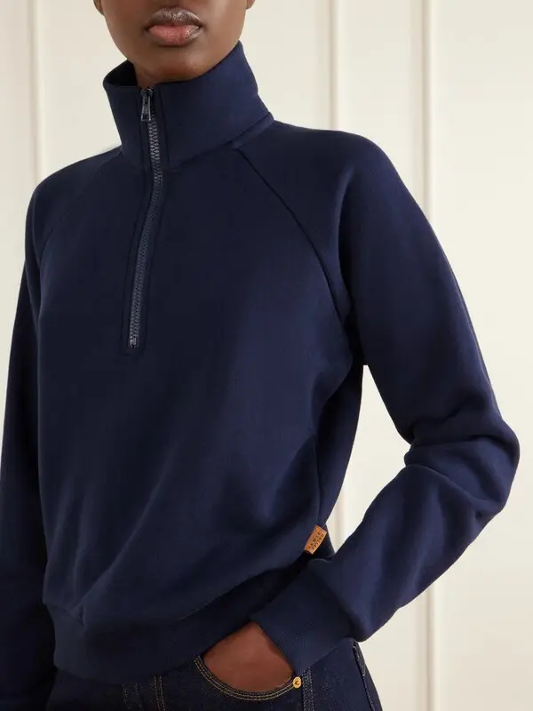 JAMIE HALLER Quarter Zip Cotton Sweatshirt