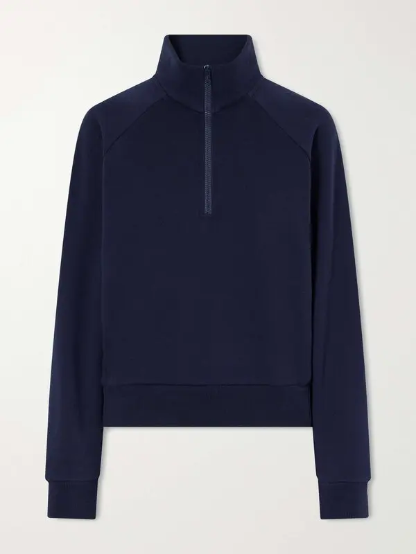 JAMIE HALLER The Quarter Zip Cotton Sweatshirt - Navy