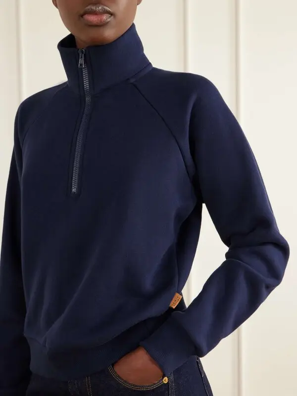 JAMIE HALLER The Quarter Zip Cotton Sweatshirt
