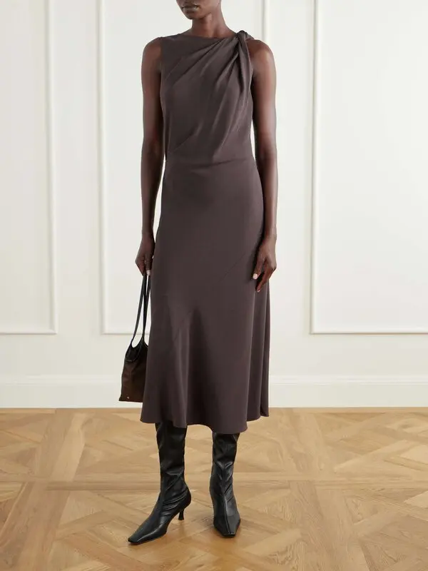 Theory Knotted Crepe Midi Dress