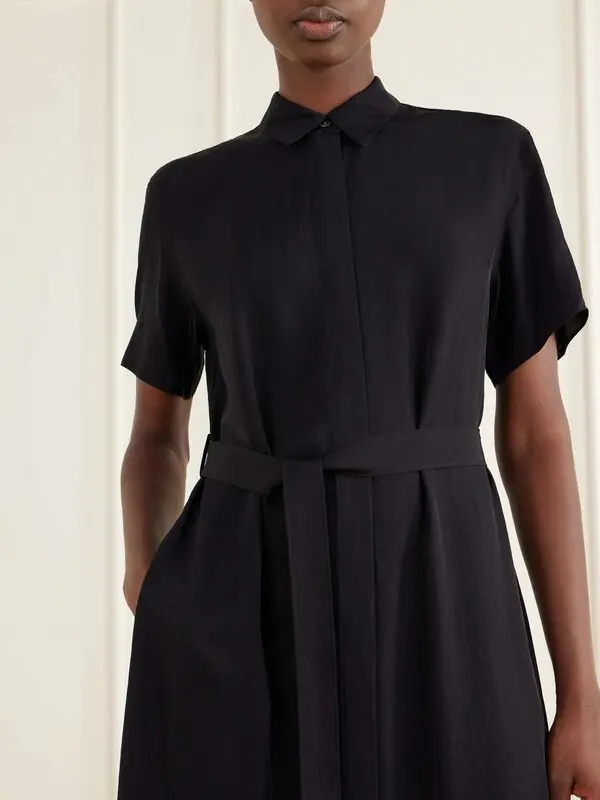 Theory Belted Crepe Midi Dress