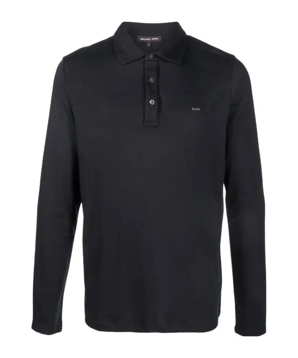 Michael Kors Logo Embroidered Sleeved Polo Shirt - Black