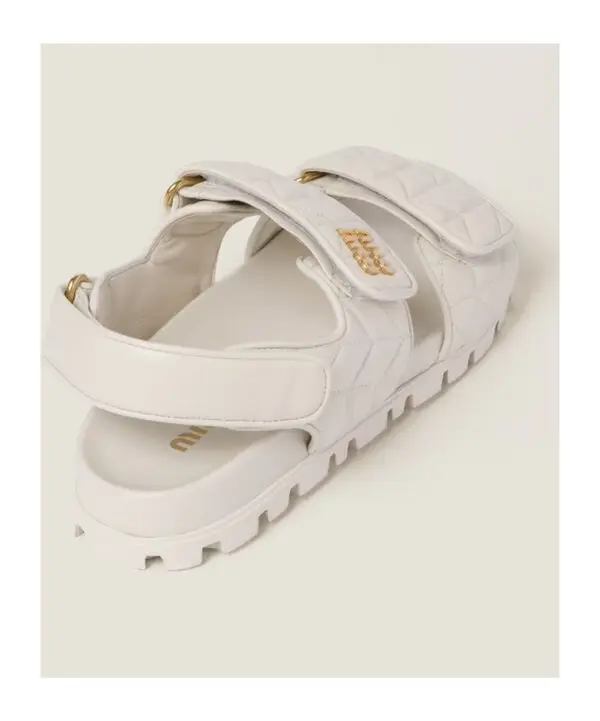 Miu Miu Quilted Logo Lettering Sandals