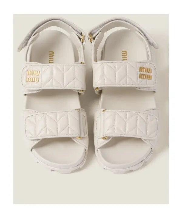 Miu Miu Quilted Logo Lettering Sandals