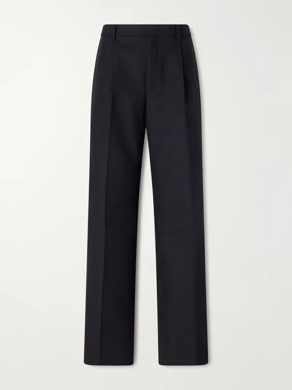 Auralee Wool And Cotton-blend Straight-leg Pants - Black