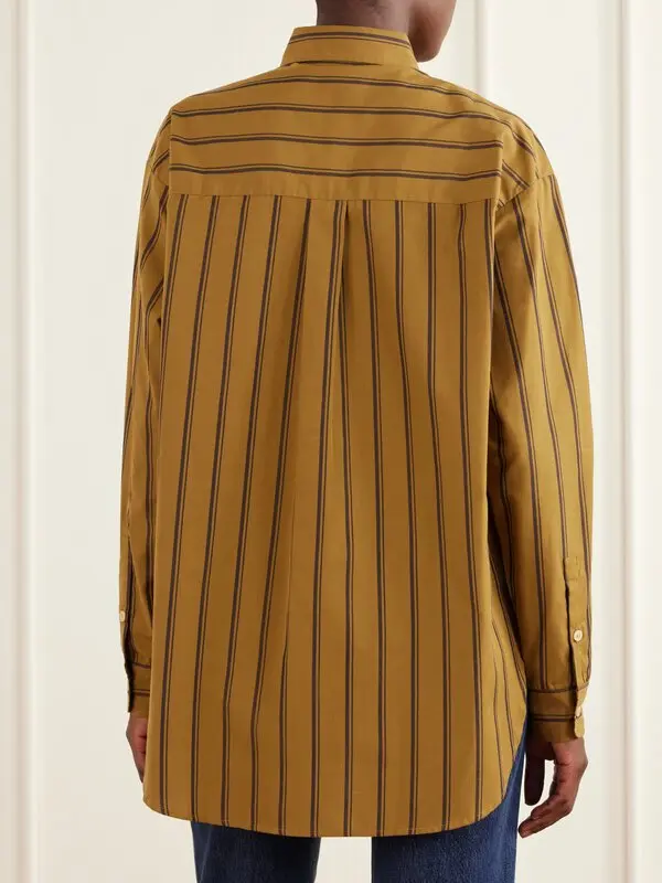 JAMIE HALLER The Essential Striped Cotton And Silk-blend Shirt - Brown