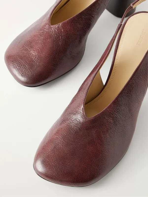 LEMAIRE Glove 80 Crinkled-leather Slingback Pumps