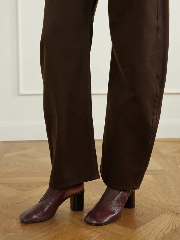 LEMAIRE Glove 80 Crinkled-leather Slingback Pumps - Brown