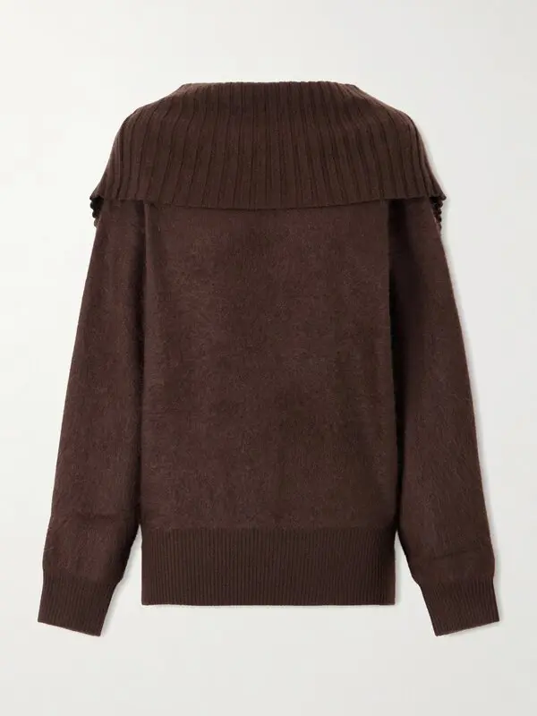Sportmax Off-the-shoulder Wool Sweater - Brown