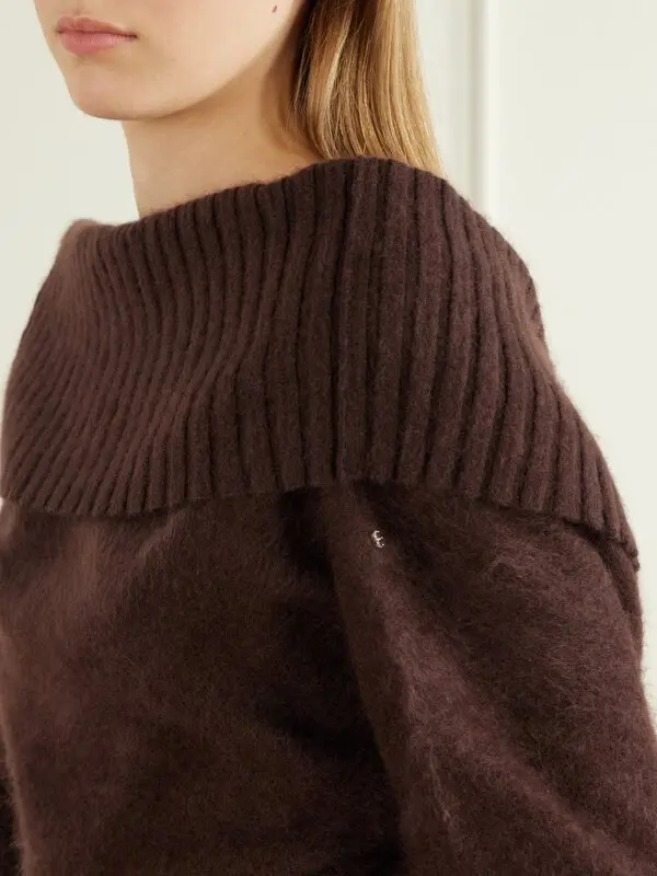 Sportmax Off-the-shoulder Wool Sweater - Brown