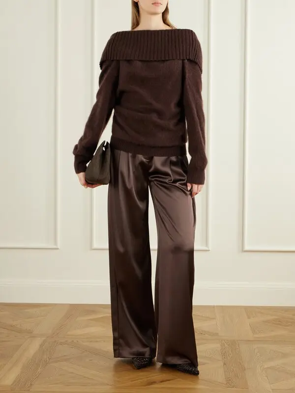 Sportmax Off-the-shoulder Wool Sweater - Brown