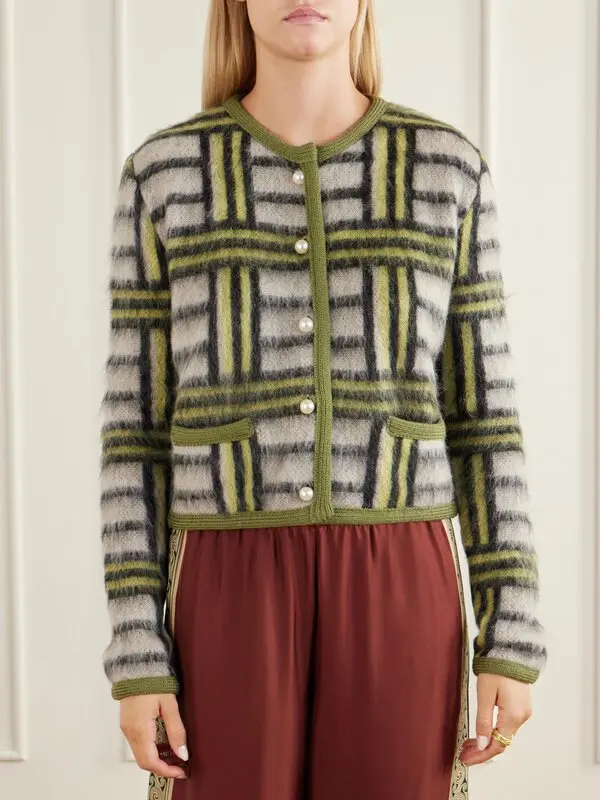 La DoubleJ Check Wool-blend Cardigan