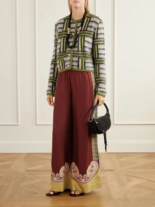 La DoubleJ Check Wool-blend Cardigan
