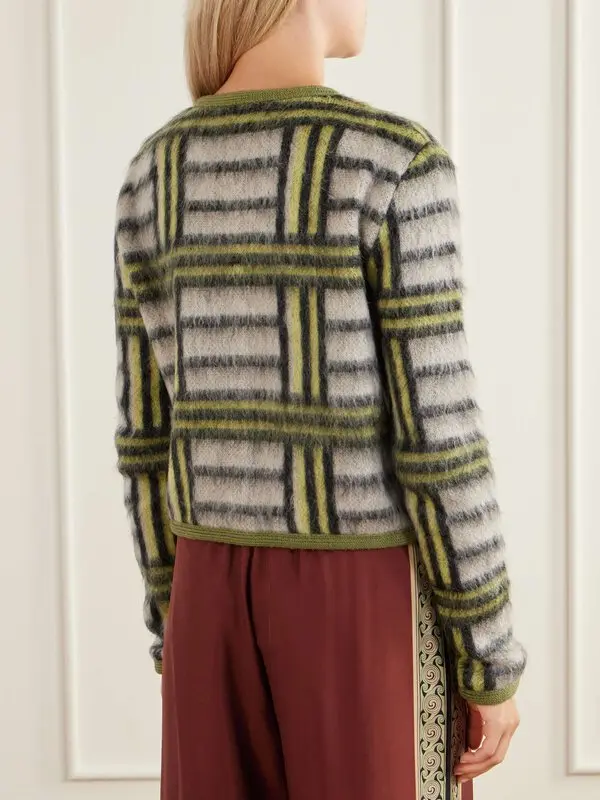 La DoubleJ Check Wool-blend Cardigan