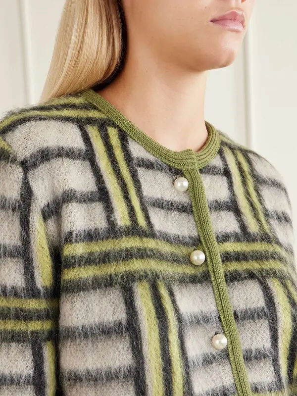 La DoubleJ Check Wool-blend Cardigan