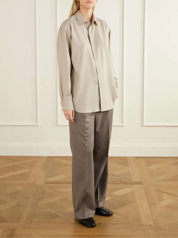 Auralee 100% Wool Button-down Shirt - Beige