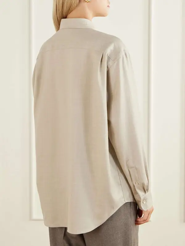 Auralee 100% Wool Button-down Shirt - Beige