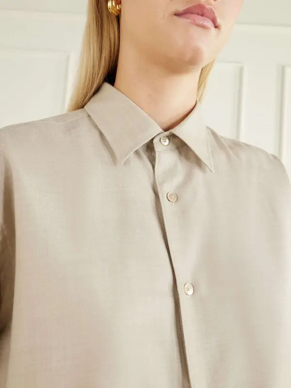 Auralee 100% Wool Button-down Shirt - Beige