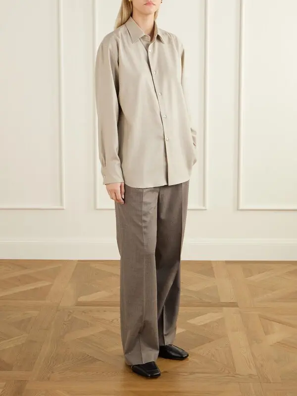 Auralee 100% Wool Button-down Shirt - Neutrals