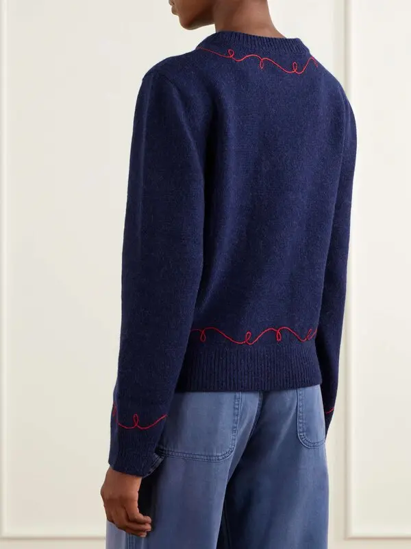 BODE Cowboy Embroidered Appliquéd Alpaca And Merino Wool-blend Sweater
