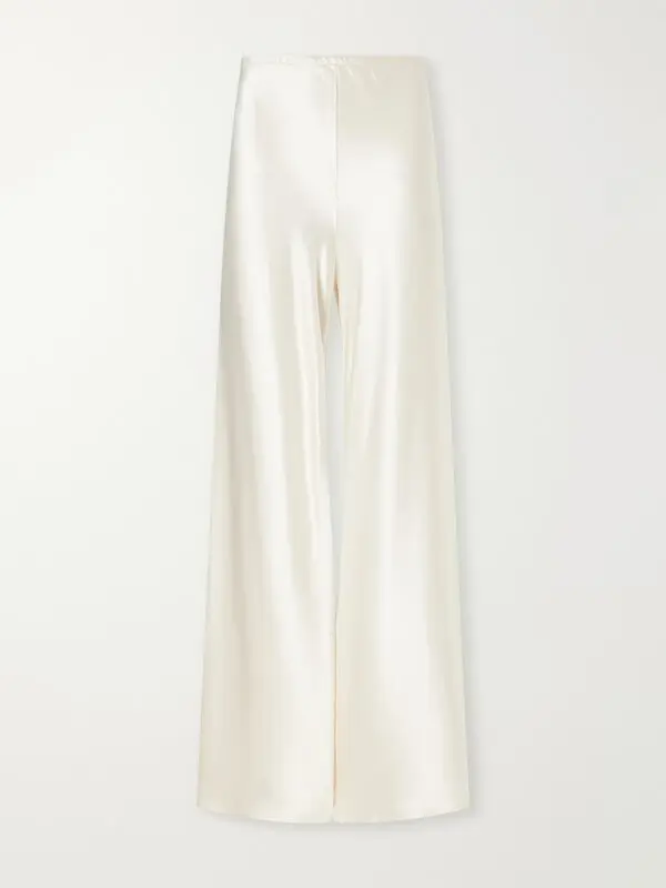 LESET Barb Draped Wide-leg Pants - Neutrals