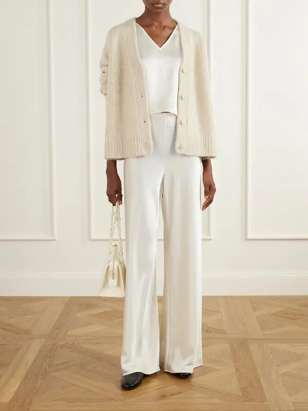 LESET Barb Draped Wide-leg Pants - Neutrals