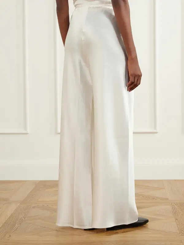 LESET Barb Draped Wide-leg Pants - Neutrals