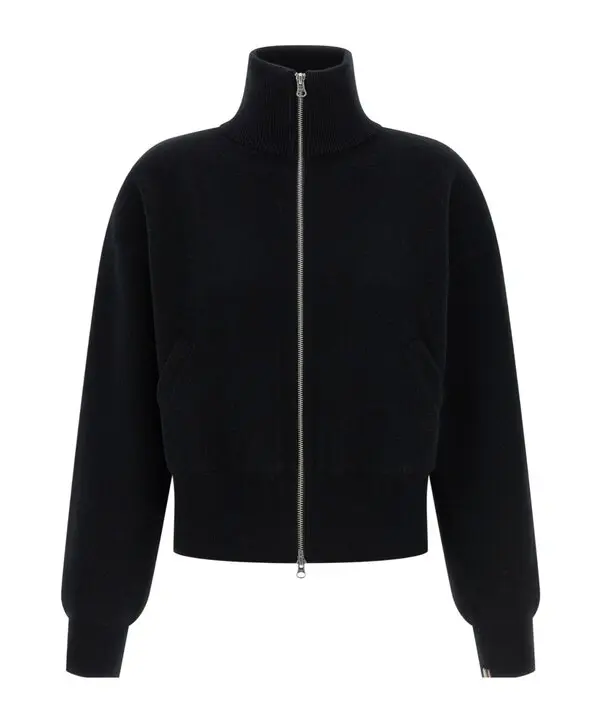 Extreme Cashmere N385 Xtra Cute High-neck Zip Cardigan - Black