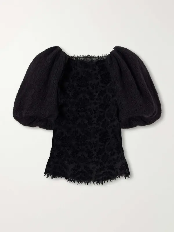 PAULINE DUJANCOURT Laia Lace-trimmed Knitted Blouse