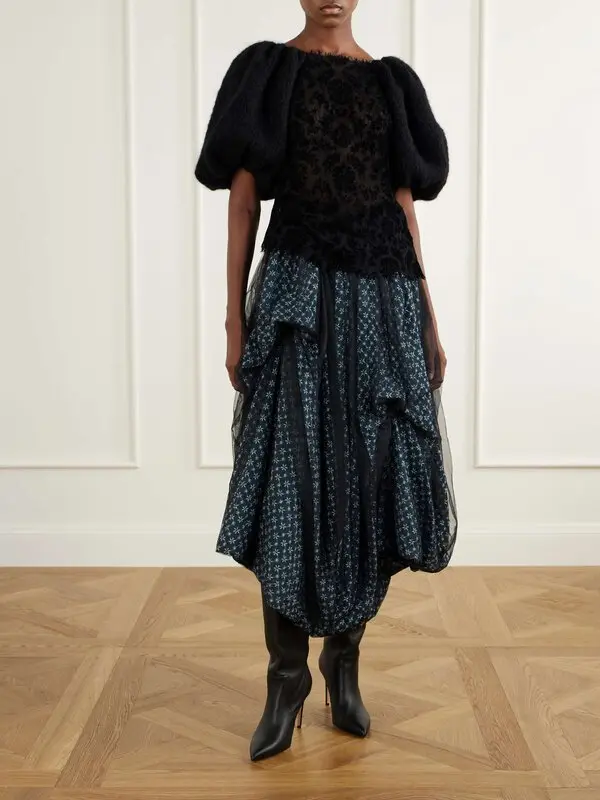 PAULINE DUJANCOURT Laia Lace-trimmed Knitted Blouse