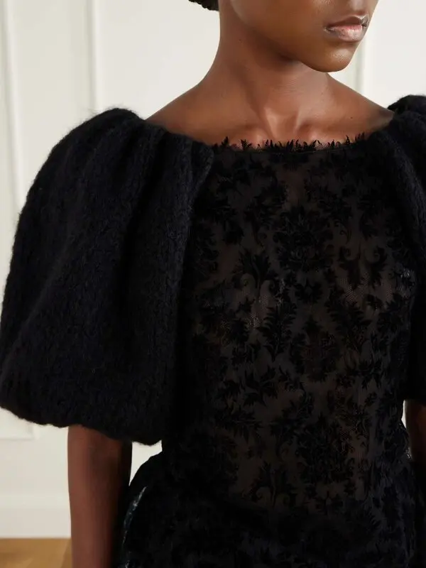 PAULINE DUJANCOURT Laia Lace-trimmed Knitted Blouse