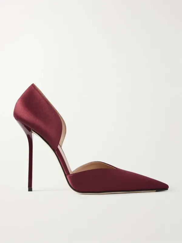 Victoria Beckham Angle D'orsay 115 Satin Pumps - Burgundy