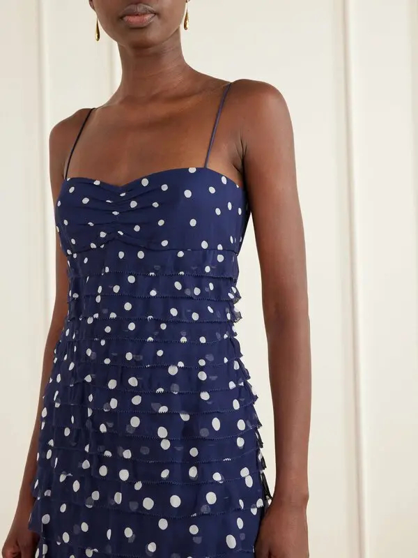 Saloni Niki Polka-dot Chiffon Gown