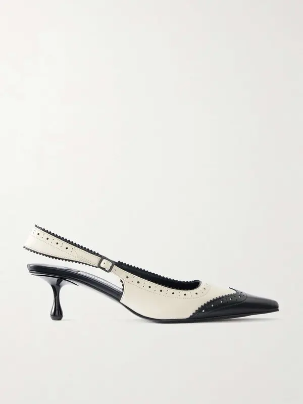 JIMMY CHOO Amel 50 Two-tone Leather Slingback Pumps