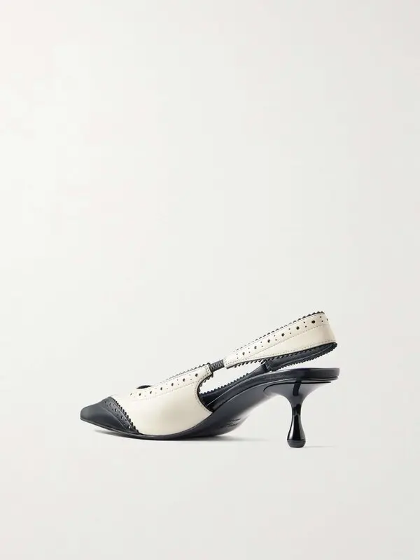 JIMMY CHOO Amel 50 Two-tone Leather Slingback Pumps