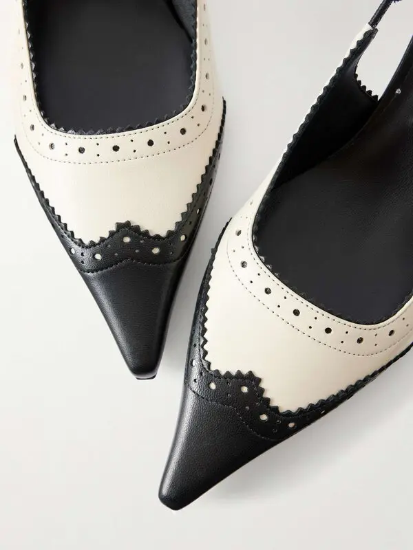 JIMMY CHOO Amel 50 Two-tone Leather Slingback Pumps