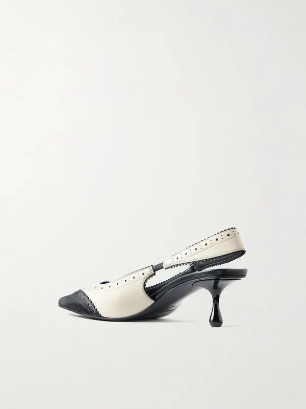 JIMMY CHOO Amel 50 Two-tone Leather Slingback Pumps