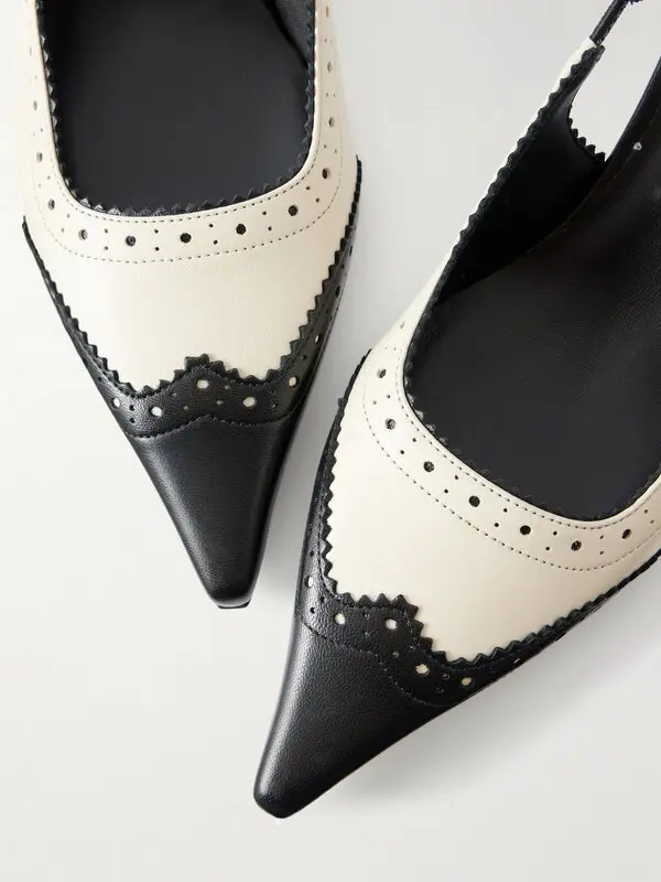 JIMMY CHOO Amel 50 Two-tone Leather Slingback Pumps