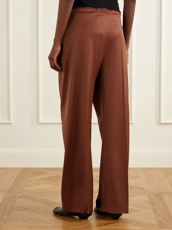 Another Tomorrow Pleated Wool-blend Straight-leg Pants