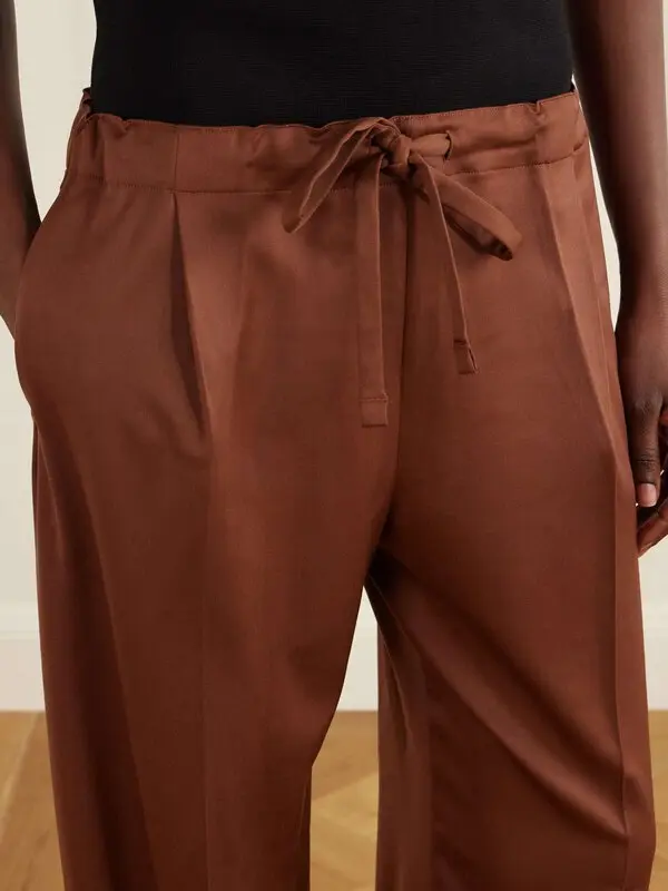 Another Tomorrow Pleated Wool-blend Straight-leg Pants