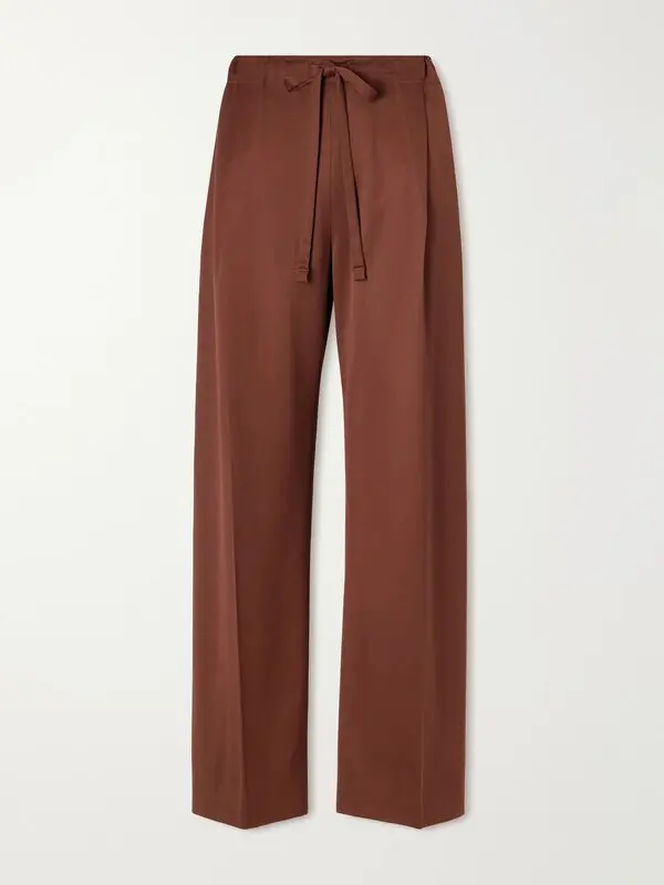 Another Tomorrow Pleated Wool-blend Straight-leg Pants