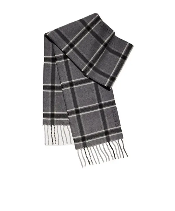 Gucci Tartan Wool Cashmere Scarf