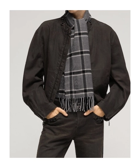 Gucci Tartan Wool Cashmere Scarf